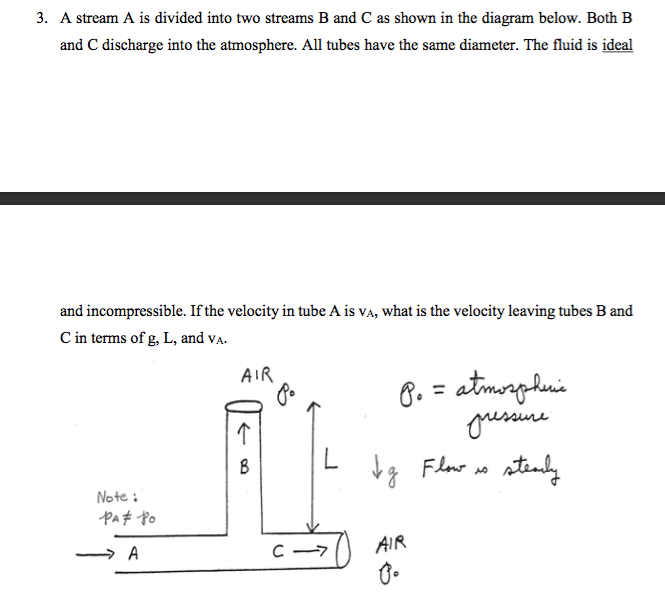 Solved 3. A stream A is divided into two streams B and C as | Chegg.com