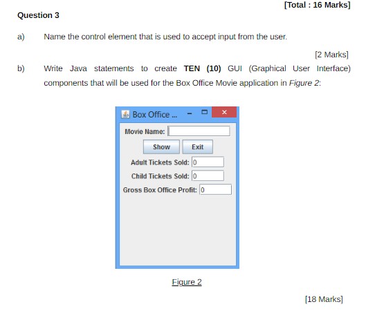 Solved Name the control element that is used to accept input | Chegg.com