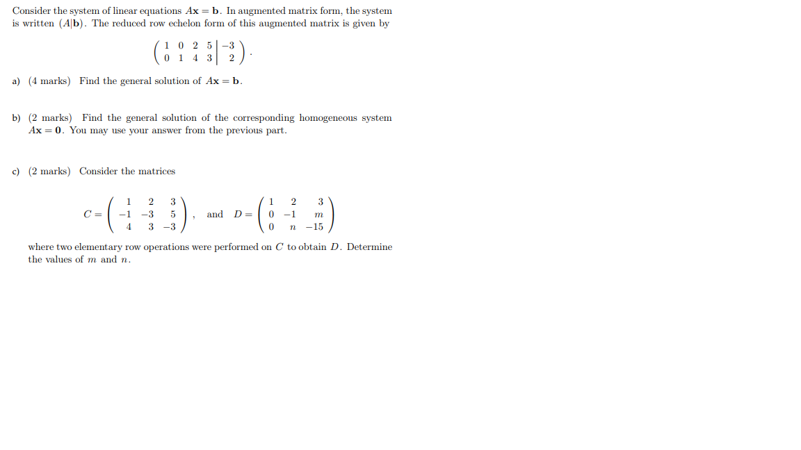 Solved Consider the system of linear equations Ax = b. In | Chegg.com
