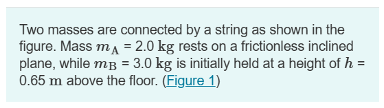 Solved Two masses are connected by a string as shown in the | Chegg.com