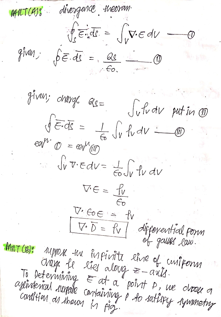 Solved Problem 3 Gauss' Law Gauss' law states that the | Chegg.com