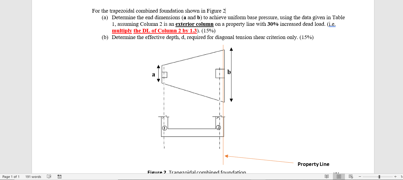 For the trapezoidal combined foundation shown in | Chegg.com