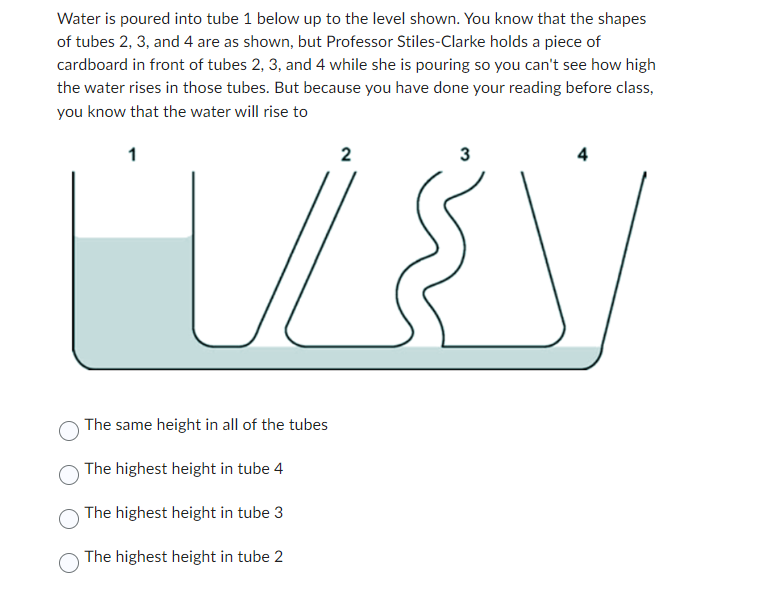 Solved Water is poured into tube 1 below up to the level | Chegg.com