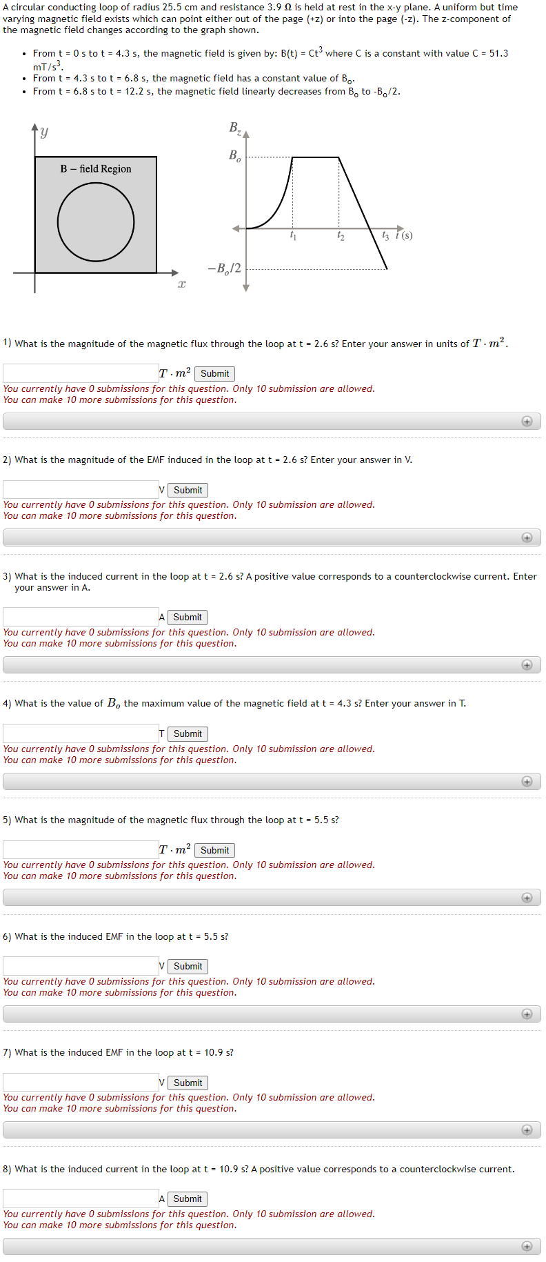 Solved A circular conducting loop of radius 25.5 cm and | Chegg.com