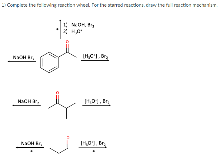 [Solved]: 1) Complete the following reaction wheel. For th