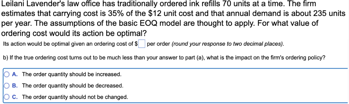 Leilani Lavender's law office has traditionally | Chegg.com