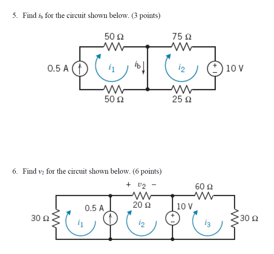 Solved Solve for Ib in problem 5 and V2 in problem 6 | Chegg.com