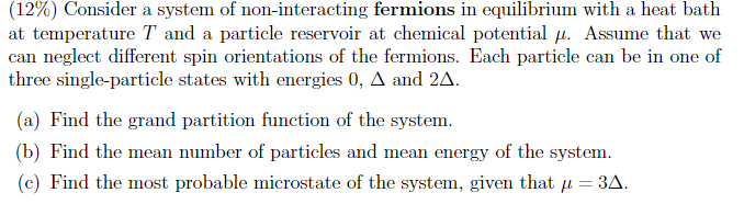 Solved (12%) Consider a system of non-interacting fermions | Chegg.com