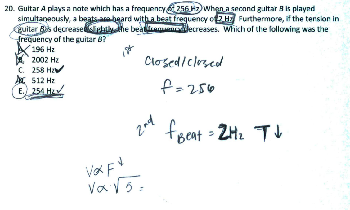 Solved 20. Guitar A plays a note which has a frequency of | Chegg.com