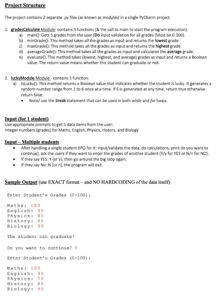 Solved Project Objectives Use loops Use functions, | Chegg.com