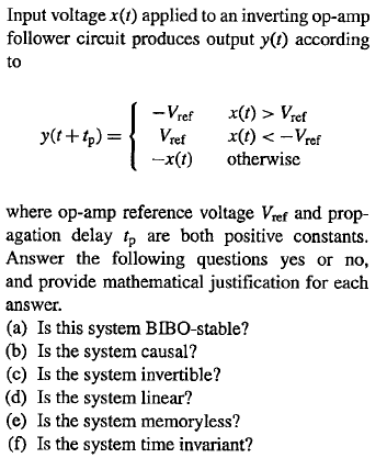 Solved Input voltage x() applied to an inverting op-amp | Chegg.com