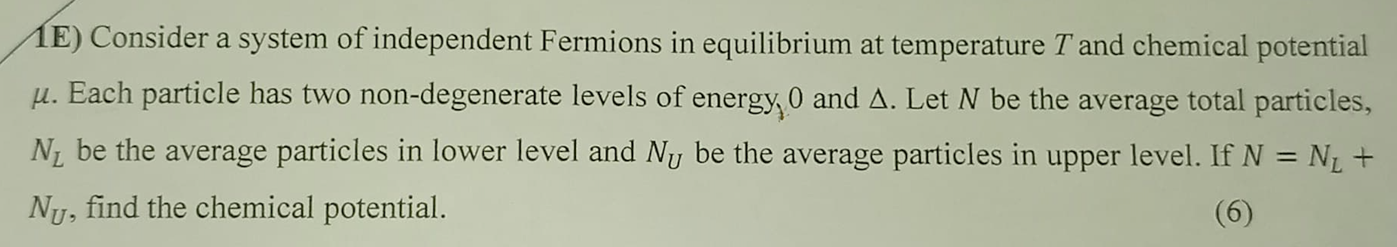 Solved Consider a system of independent Fermions in | Chegg.com