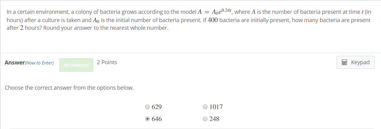 Solved In a certain environment, a colony of bacteria grows | Chegg.com