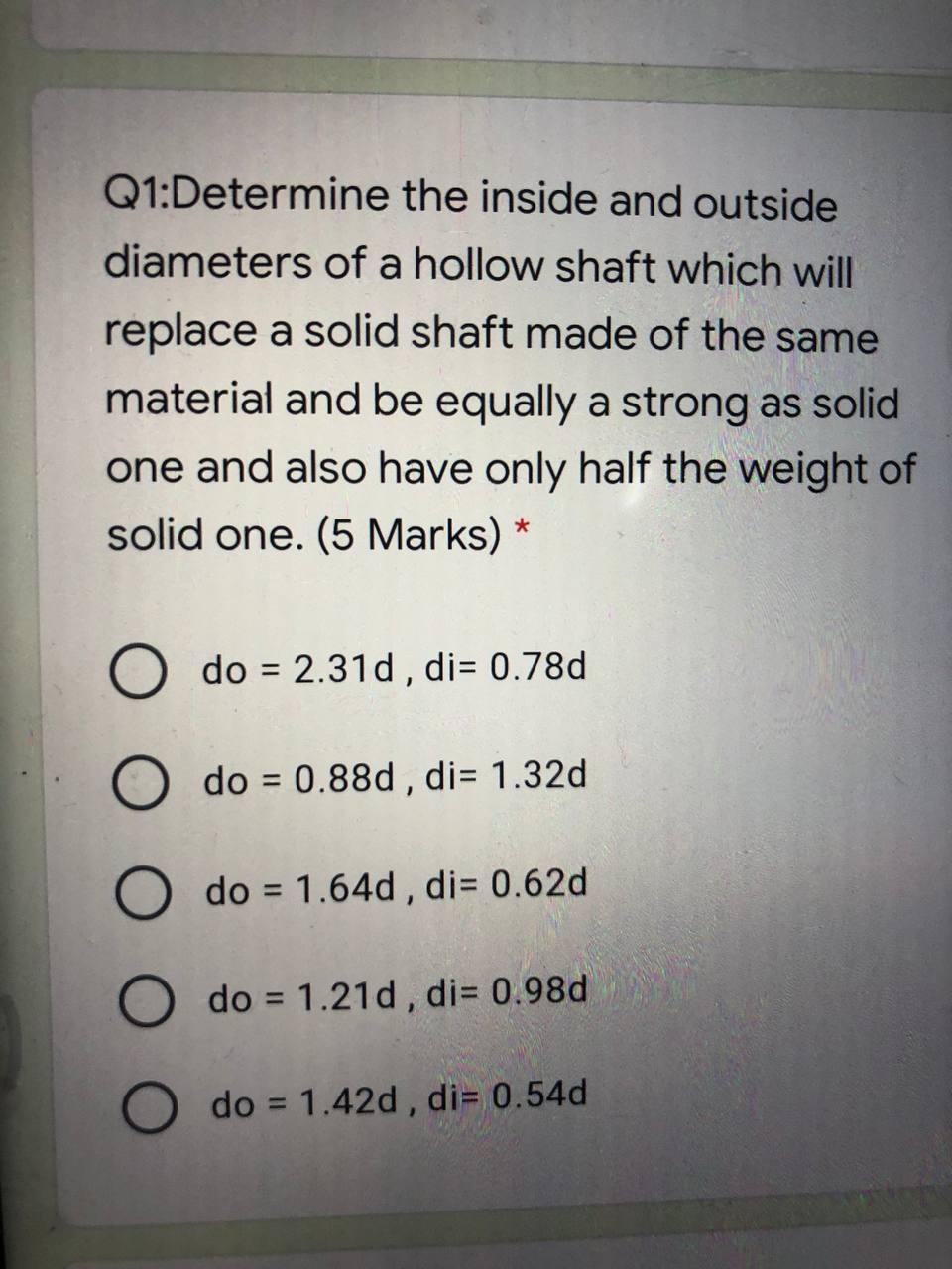Solved Q1:Determine the inside and outside diameters of a | Chegg.com