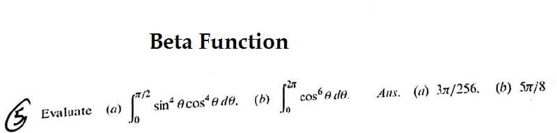 Solved Beta Function 7/2 27 cos A de La com sinº Acos e de, | Chegg.com