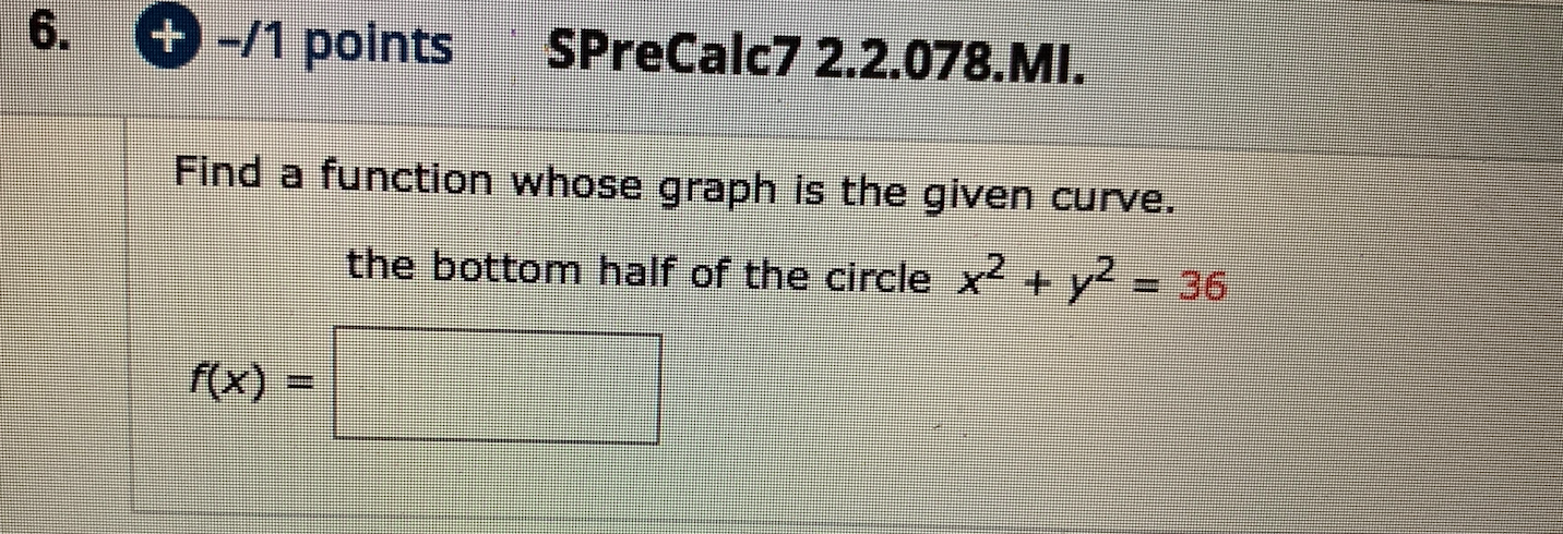 Solved U-1 points SPreCalc7 2.2.078.MI. Find a function | Chegg.com