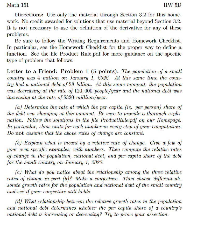 Solved Math 151 HW 5D Directions: Use only the material | Chegg.com