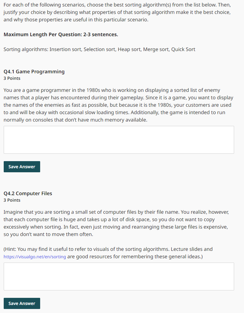 Solved For each of the following scenarios, choose the best | Chegg.com