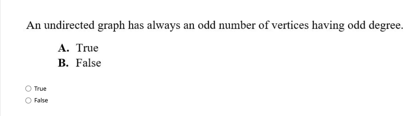 Solved An undirected graph has always an odd number of | Chegg.com