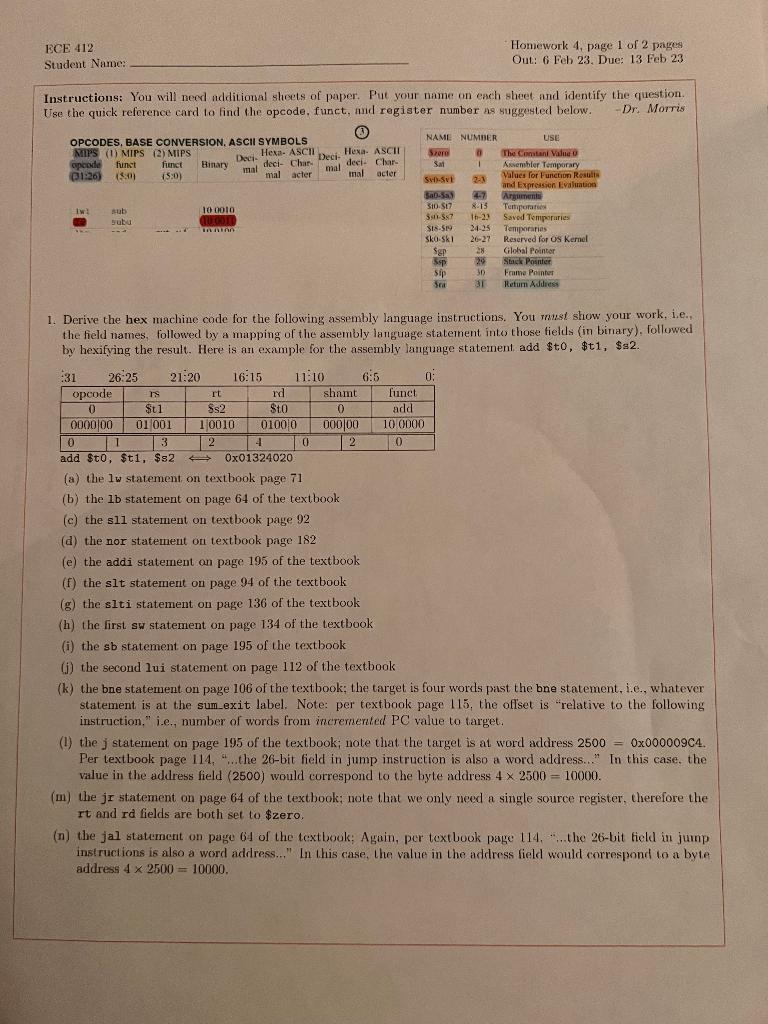 Solved ECE 412 Homework 4, page 1 of 2 pages Student Name: | Chegg.com