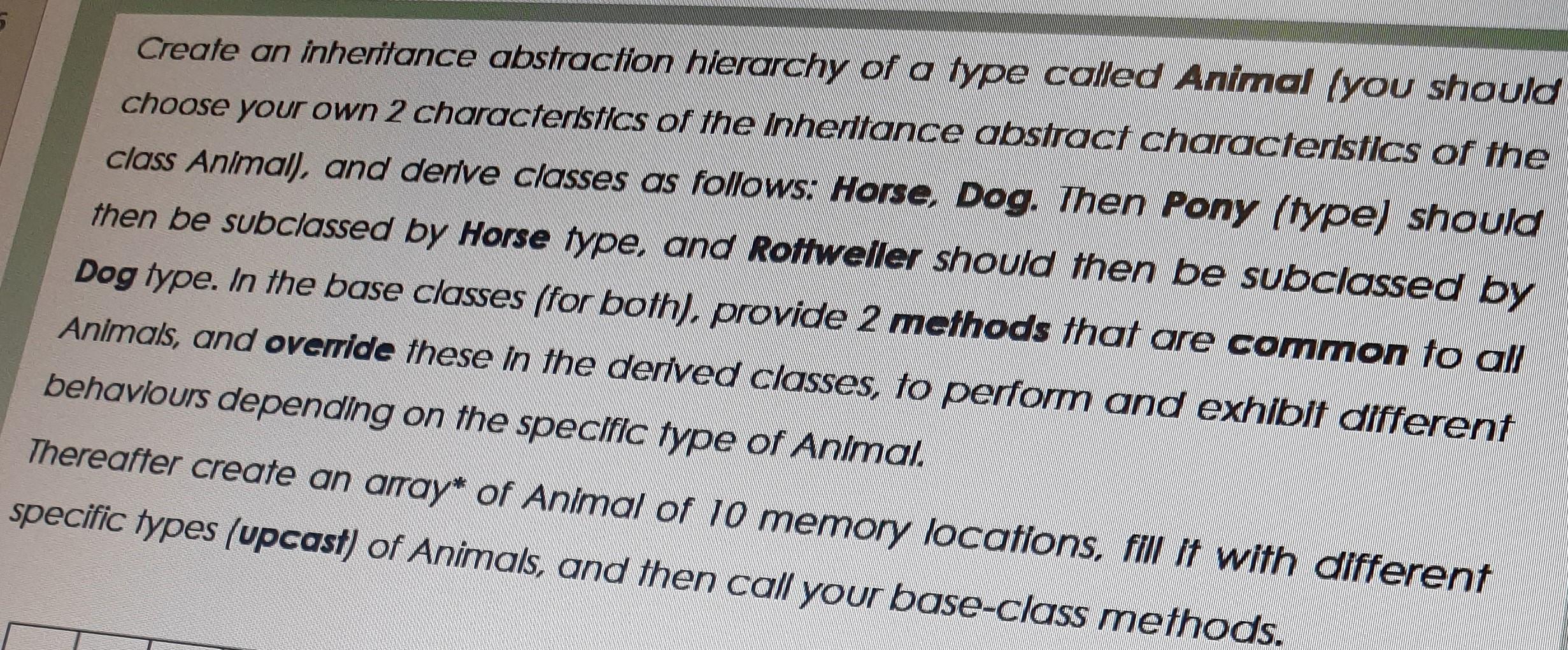 Solved Create an inheritance abstraction hierarchy of a type | Chegg.com