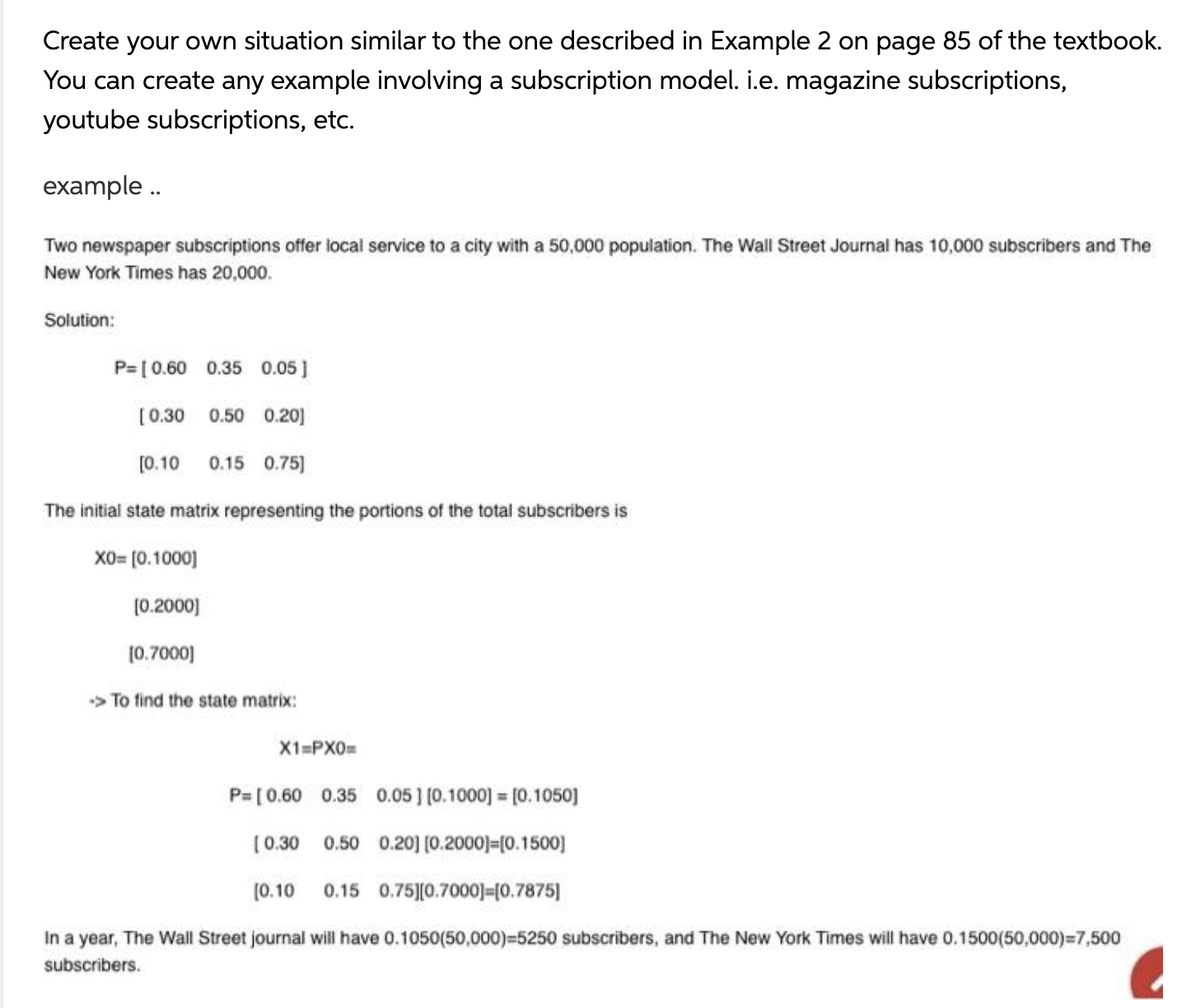 Create your own situation similar to the one | Chegg.com