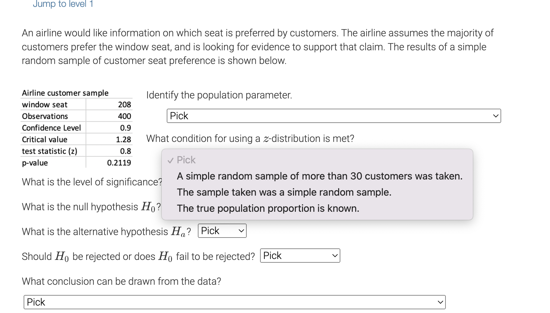 Solved An airline would like information on which seat is | Chegg.com