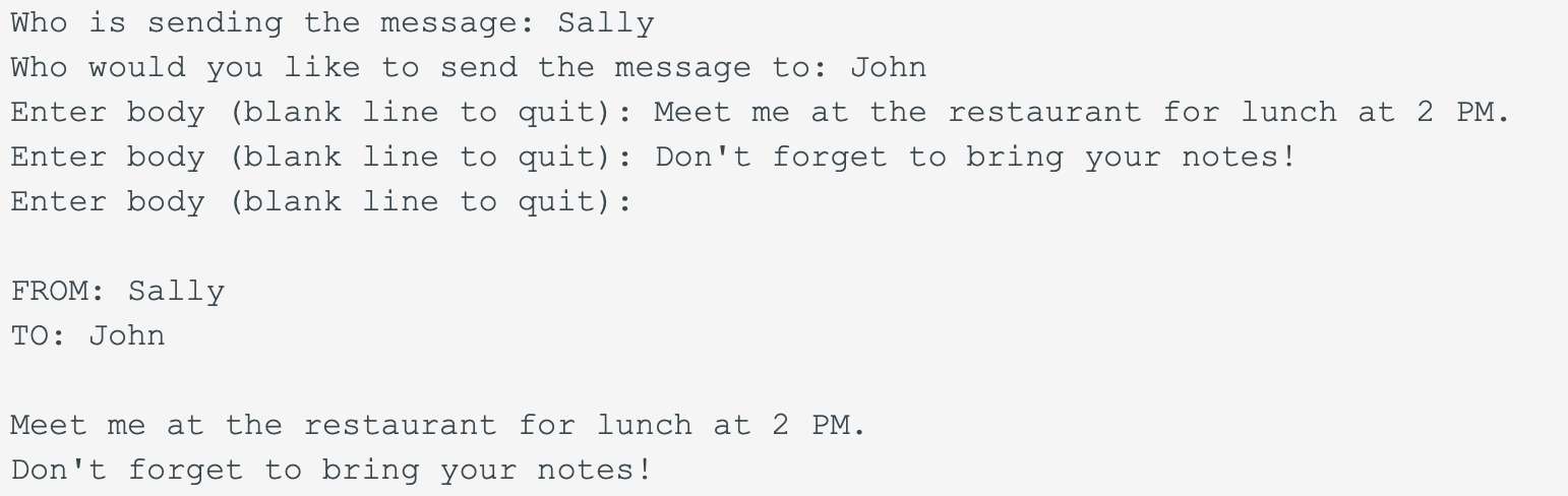 Solved IN PYTHON 3 PLEASE! Design a class Message that | Chegg.com
