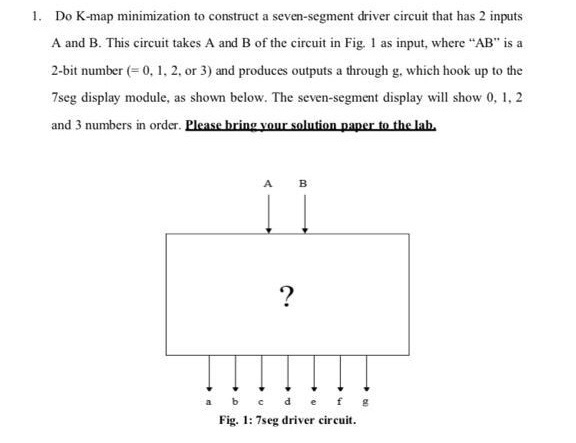Solved . Do K-map minimization to construct a seven-segment | Chegg.com