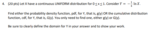 Solved ( 20 pts) Let X have a continuous UNIFORM | Chegg.com