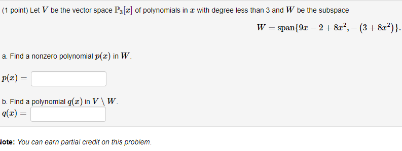 Solved (1 point) Let V be the vector space P3[x] of | Chegg.com