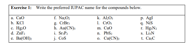 Solved Exercise 1: Write the preferred IUPAC name for the | Chegg.com
