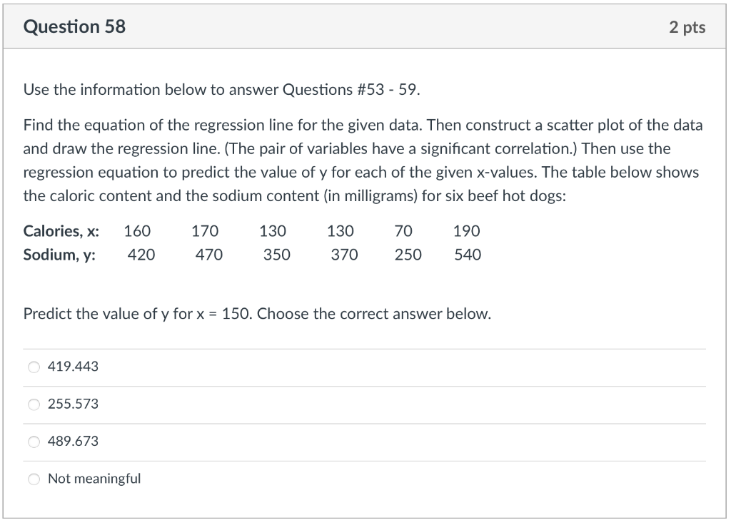 Solved Question 53 2 pts Use the information below to answer | Chegg.com