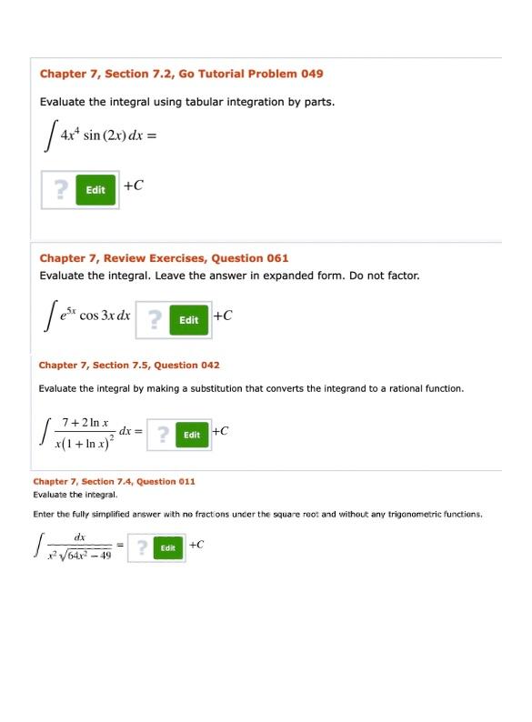 Solved Chapter 7, Section 7.2, Go Tutorial Problem 049 | Chegg.com