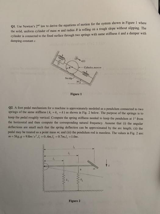 Solved use newton 2nd law to derive the equation of motion | Chegg.com