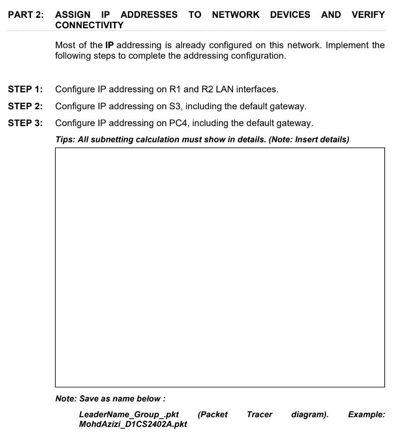 Solved OBJECTIVES PART 1: To design an IP addressing scheme | Chegg.com
