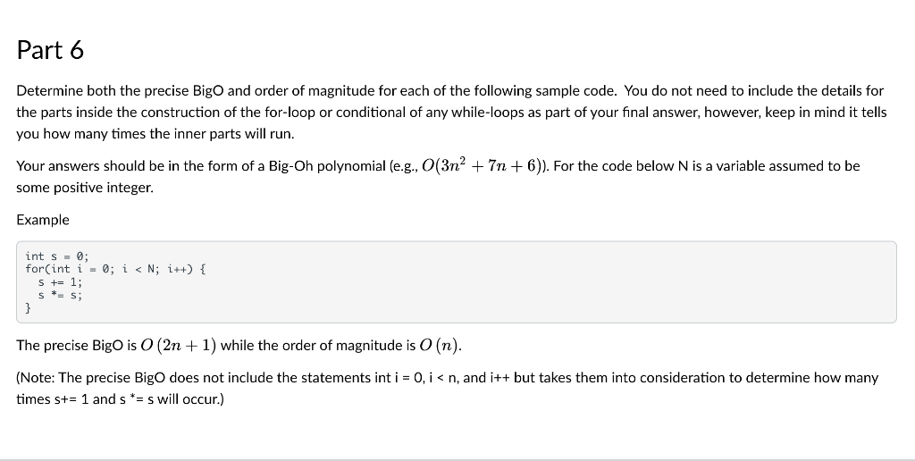 Solved Determine both the precise BigO and order of | Chegg.com