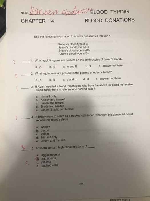 Solved ome Heere Adua BLOOD TYPING CHAPTER 14 BLOOD | Chegg.com