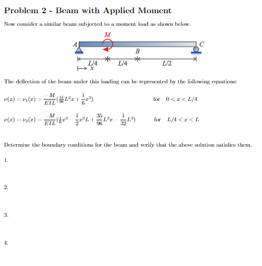 Solved Problem 2 - Beam with Applied Moment Now consider a | Chegg.com