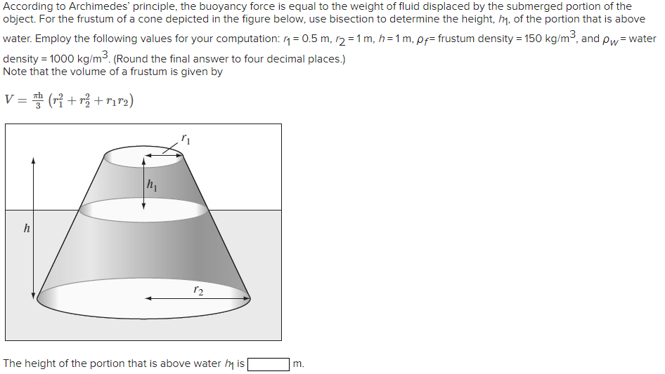 Solved According to Archimedes' principle, the buoyancy | Chegg.com