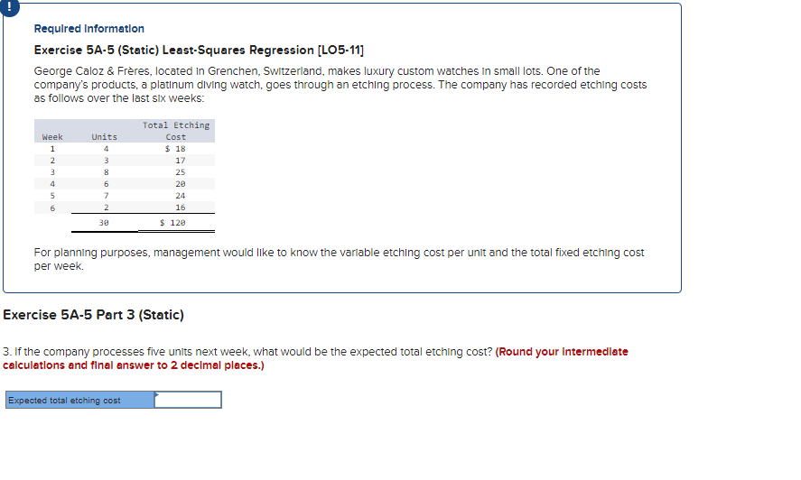 Solved Required Information Exercise 5A-5 (Static) | Chegg.com