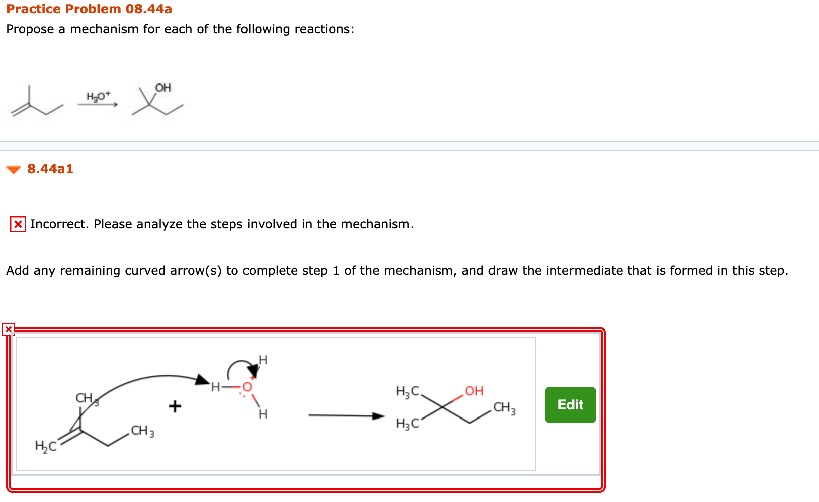 Solved Practice Problem 08.44d Propose a mechanism for the | Chegg.com