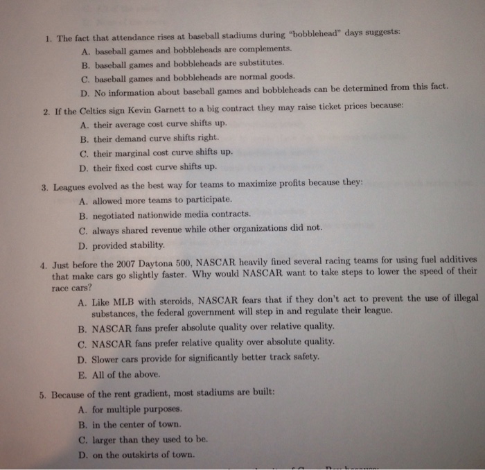 Solved The fact that attendance rises at baseball stadiums | Chegg.com