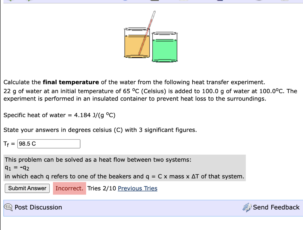 Solved Calculate the final temperature of the water from the | Chegg.com