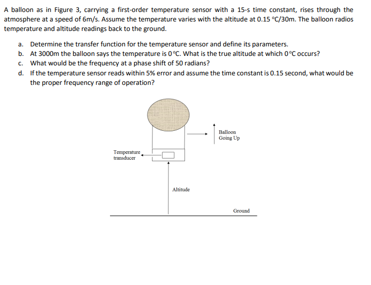Solved A balloon as in Figure 3, carrying a first-order | Chegg.com
