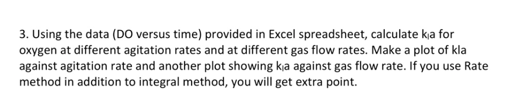 3. Using the data (DO versus time) provided in Excel | Chegg.com