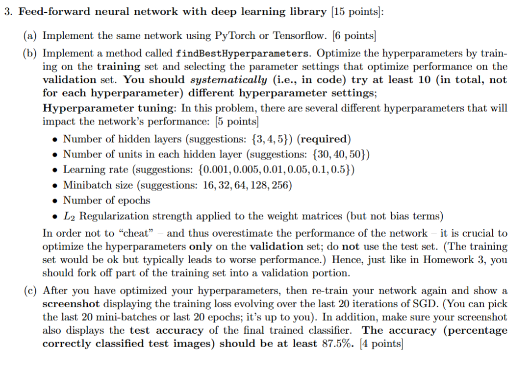 3. ﻿Feed-forward neural network with deep learning | Chegg.com
