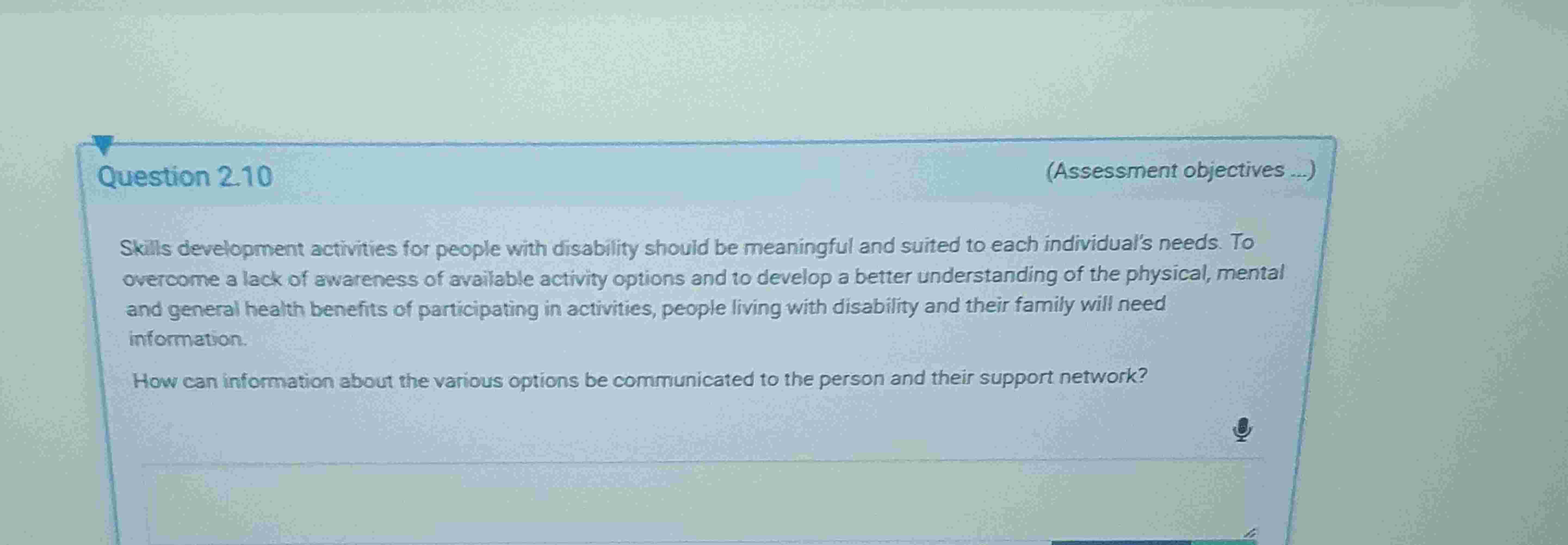 Solved Question 2.10Skills development activities for people | Chegg.com