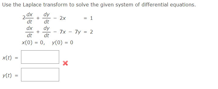 Solved Use the Laplace transform to solve the given system | Chegg.com