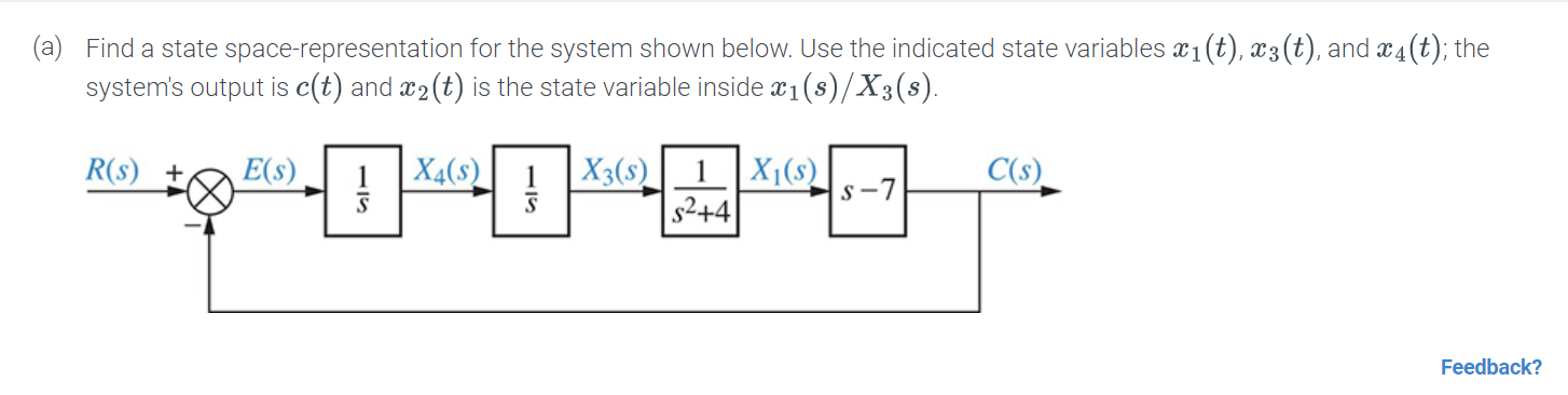 Solved (a) ﻿Find a state space-representation for the system | Chegg.com